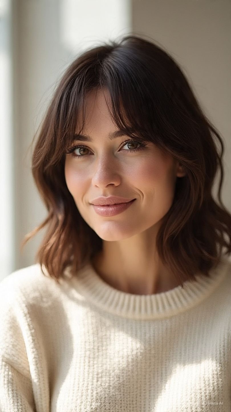 18 Wavy Hair with Bangs: Effortless Styles to Try This Year - Nice They
