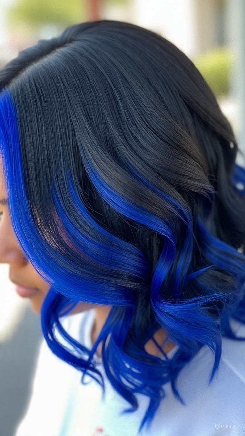 12 Black Hair with Blue Highlights That Will Transform Your Look - Nice ...